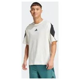 T-Shirt Adidas SPORTSWEAR "M STADIUM TEE", Herren, Gr. M, weiß (sanftes weiß, schwarz), Obermaterial: 100% Baumwolle, Rundhals, Shirts