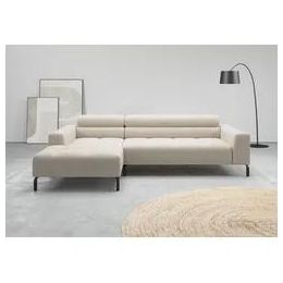 Ecksofa Home Affaire "Ecksofa Claya, L-Form, Kopfteilverstellung, Breite 258 cm", taupe, B:258cm H:71cm T:179cm, 100% Polyester, Sofas, Moderne Steppung, weicher Polsteraufbau & saugroboterfreundliche Höhe