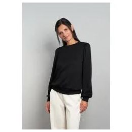 Langarmshirt Seidel Moden "Exklusiv bei OTTO", Damen, Gr. 48, schwarz, Jersey, Obermaterial: 50% Polyester, 45% Viskose, 5% Elasthan, unifarben, Basic, normal hüftbedeckend, Rundhals, Langarm Bündchen, Shirts, mit Puffärmel - MADE IN GERMANY