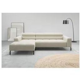 Ecksofa Home Affaire "Ecksofa Claya, L-Form, Kopfteilverstellung, Breite 258 cm", nature, B:258cm H:71cm T:179cm, 88% Polyester, 12% Polyacryl, Sofas, Moderne Steppung, weicher Polsteraufbau & saugroboterfreundliche Höhe