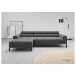 Ecksofa Home Affaire "Ecksofa Claya, L-Form, Kopfteilverstellung, Breite 258 cm", anthrazit, B:258cm H:71cm T:179cm, 95% Polyester, 5% Nylon, Sofas, Moderne Steppung, weicher Polsteraufbau & saugroboterfreundliche Höhe
