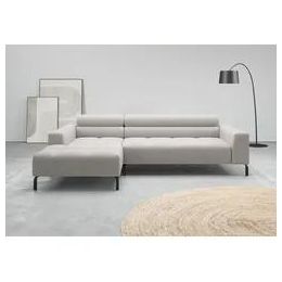 Ecksofa Home Affaire "Ecksofa Claya, L-Form, Kopfteilverstellung, Breite 258 cm", light grau, B:258cm H:71cm T:179cm, 100% Polyester, Sofas, Moderne Steppung, weicher Polsteraufbau & saugroboterfreundliche Höhe