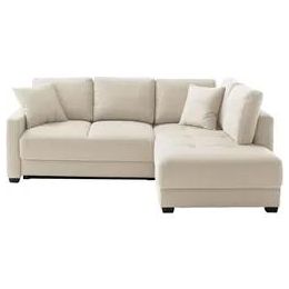 Ecksofa MR. COUCH "Pierre, L-Form mit Taschenfederkern", novaclean senseo 5 creme, B:235cm H:91cm T:186cm, 95% Polyester / 5% Nylon, Sofas, mit DuraSpring-Taschenfederkern bis 140 kg belastbar