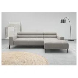 Ecksofa Home Affaire "Ecksofa Claya, L-Form, Kopfteilverstellung, Breite 258 cm", grau, B:258cm H:71cm T:179cm, 95% Polyester, 5% Nylon, Sofas, Moderne Steppung, weicher Polsteraufbau & saugroboterfreundliche Höhe