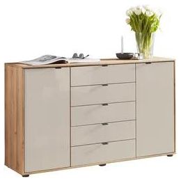 Kombikommode Wiemann "Cardiff Sideboard, Wäscheschrank, teilmassiv Bianco-Eiche, Schubladen", braun, Bianco-Eiche,Front Glas Champagner, Eiche, Sideboards, verschiedenen Ausführungen, inklusive Einlegeböden
