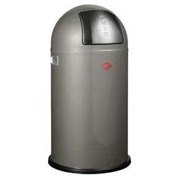 Mülleimer Wesco "Pushboy", grau (graphit), B:40cm H:75,5cm T:40cm, Stahlblech, Mülleimer, Abfallsammler, 50 Liter