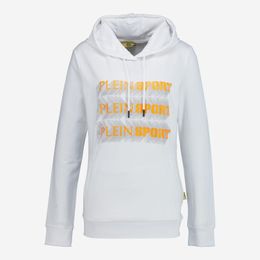 Plein Sport Weißer Kapuzenpullover mit Logo auf der Vorderseite