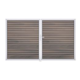 GroJa Doppeltor 'Solid Rhombus' BPC/Aluminium DIN rechts braun/grau/silber 300 x 180 cm