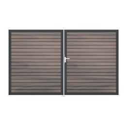 GroJa Doppeltor 'Solid Rhombus' BPC/Aluminium DIN rechts braun/grau/silber/anthrazit 300 x 180 cm
