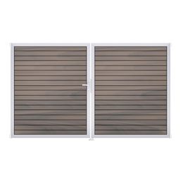 GroJa Doppeltor 'Solid Rhombus' BPC/Aluminium DIN links braun/grau/silber 300 x 180 cm