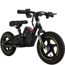 Actionbikes Motors Elektro-Laufrad, 12 Zoll, Kinder-Balance-Bike m. 250 Watt, Scheibenbremsen, 3 Geschwindigkeitsstufen (Gelb)