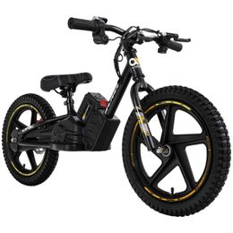 Actionbikes Motors Elektro-Laufrad, 16 Zoll, Kinder-Balance-Bike m. 250 Watt, Scheibenbremsen, 3 Geschwindigkeitsstufen (Gelb)