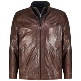 Große Größen North Lederjacke im Biker-Stil Farbe dunkelbraun Größe: 8XL