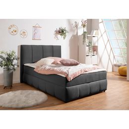 Boxbett Inosign "Hartley inkl. Bettkasten und Topper, auch in Überlänge erhältlich", grau (anthrazit), B:132cm L:210cm, Komplettbetten, wahlweise mit Bonnell- oder TTFK-Matratze in H2, H3 o. H4 erhältlich