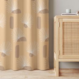 Vorhang Zwergpalmen Blätter - Pastell Orange - blickdichte Gardine Muster Blumen Floral Wohnzimmer Schlafzimmer Küche Bad Badezimmer Beige