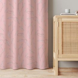 Vorhang Weide Blätter Muster - Blasses Pink - blickdichte Gardine Muster Blumen Floral Wohnzimmer Schlafzimmer Küche Bad Badezimmer Rosa
