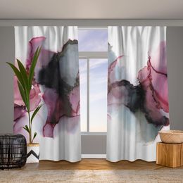 Bilderwelten Vorhang Weg des Windes Violett und Gold - blickdichte Gardine Aquarell Kunstdruck Wohnzimmer Schlafzimmer Küche Bad Badezimmer Pink