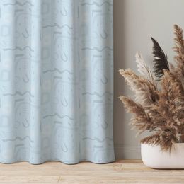 Vorhang Wildes Retro Muster - Himmelblau - blickdichte Gardine Muster Vintage Wohnzimmer Schlafzimmer Küche Bad Badezimmer Blau