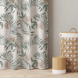 Vorhang Tropische Palmenbögen mit Rosen Aquarell - blickdichte Gardine Botanik Tropical Muster Wohnzimmer Schlafzimmer Küche Bad Badezimmer Grün
