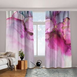 Vorhang Farbkomposition in Pink - blickdichte Gardine Abstrakt Aquarell Kunstdruck Wohnzimmer Schlafzimmer Küche Bad Badezimmer Bunt