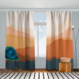 Vorhang Bunte Berge am Abend - blickdichte Gardine Kunstdruck Wohnzimmer Schlafzimmer Küche Bad Badezimmer Jugendzimmer Bunt