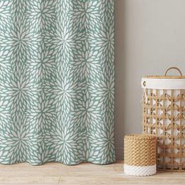 Vorhang Natürliches Muster Blumen in Mint - blickdichte Gardine Abstrakt Muster Wohnzimmer Schlafzimmer Küche Bad Badezimmer Blau