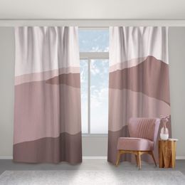 Bilderwelten Vorhang Rosa Dünentraum - blickdichte Gardine Kunstdruck Wohnzimmer Schlafzimmer Küche Bad Badezimmer Braun
