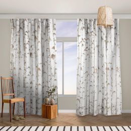 Vorhang No.YK15 Birkenwand - blickdichte Gardine Wald Bäume Natur Wohnzimmer Schlafzimmer Küche Bad Badezimmer Weiß