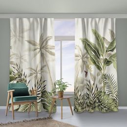 Vorhang Palmen im Dschungel - blickdichte Gardine Botanik Tropical Wohnzimmer Schlafzimmer Küche Bad Badezimmer Grün