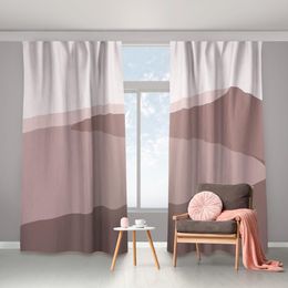 Vorhang Rosa Dünentraum - blickdichte Gardine Kunstdruck Wohnzimmer Schlafzimmer Küche Bad Badezimmer Braun