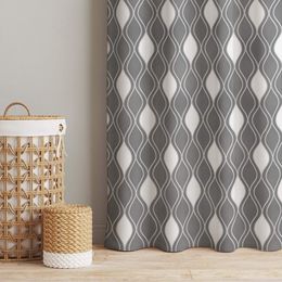 Bilderwelten Vorhang Retro Muster mit glänzenden Tropfen in anthrazit - blickdichte Gardine Muster Vintage Wohnzimmer Schlafzimmer Küche Bad Badezimmer Grau