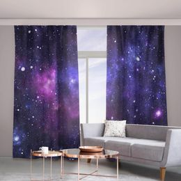 Vorhang Galaxie - blickdichte Gardine Kinder Himmel Kinderzimmer Jungen Jungenzimmer Jugendzimmer Violett