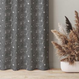 Vorhang Outline Blüten Muster - Grau - blickdichte Gardine Muster Blumen Floral Wohnzimmer Schlafzimmer Küche Bad Badezimmer Grau