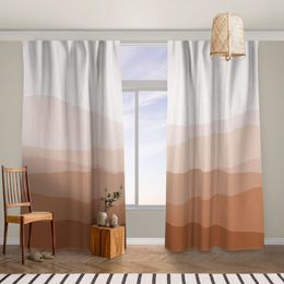 Vorhang Flache Dünenlandschaft - blickdichte Gardine Kunstdruck Wohnzimmer Schlafzimmer Küche Bad Badezimmer Jugendzimmer Braun