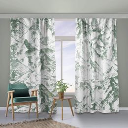 Vorhang Illustration Berglandschaft Grün - blickdichte Gardine Illustration Natur Wohnzimmer Schlafzimmer Küche Bad Badezimmer Grün
