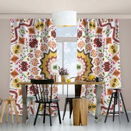 Vorhang Azteken Boho Mandala in bunt - blickdichte Gardine Orientalisch Spirituell Wohnzimmer Schlafzimmer Küche Bad Badezimmer Bunt