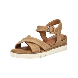 Riemchensandale Tamaris "Tamaris Sandalen Veloursleder", Damen, Gr. 41, braun (camel), Veloursleder, Schuhe