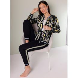 Langjacke CREATION L PREMIUM, Damen, Gr. 40/42, gelb (hellgrau, zitrone, bedruckt), 60% Modal, 34% Viskose, 6% Elasthan, gemustert, mehrfarbig, Jacken