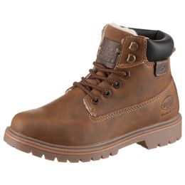 Schnürboots Dockers by Gerli, Damen, Gr. 36, cognac, dunkelbraun, Lederimitat, used, Schuhe, Worker Boots, Schnürboots mit Schaftrandpolsterung