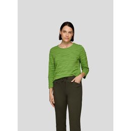 3/4-Arm-Shirt Rabe, Damen, Gr. 38, farn, Rippware, Obermaterial: 68% Viskose, 28% Polyester, 4% Elasthan, Strukturmuster, regular fit taillenbedeckt, Rundhals, Shirts, mit Struktur Muster