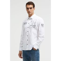 Langarmhemd CAMP DAVID, Herren, Gr. 4XL, Normalgr&ouml;&szlig;en, wei&szlig;, Material: 100% Baumwolle, bedruckt, bestickt, figurbetont normal, 1-Knopf-Manschette, Hemden, aus Baumwolle
