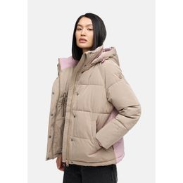 Winterjacke Marikoo "Omariaa", Damen, Gr. L, beige (taupe grau), Obermaterial: 100% Polyester; Futter: 100% Polyester; Wattierung: 100% Polyester; &Auml;rmelfutter: 100% Polyester, Jacken Winterjacke, mit abnehmbarer Kapuze und hochschlie&szlig;endem Kragen