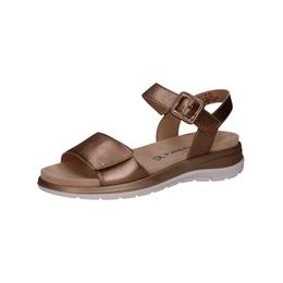 Riemchensandale Caprice "Caprice Sandalen Leder", Damen, Gr. 37, grau (taupe), Leder, Schuhe Riemchensandale