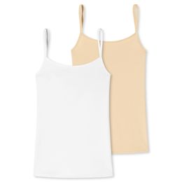Spaghettitop uncover by Schiesser "Uncover Cotton", Damen, Gr. XL, 901, sonstige, Single Jersey, Obermaterial: 95% Baumwolle, 5% Elasthan, figurbetont h&uuml;ftbedeckend, tiefer Rundhals, Tops, tiefer Rundhalsausschnitt, schmale Tr&auml;ger, elastisch, weich