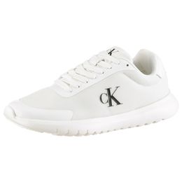 Sneaker Calvin Klein Jeans "3 EVA RUNNER MESH WN", Damen, Gr. 38, weiß, schwarz, Lederimitat, Polyester, Schuhe, Freizeitschuh, Halbschuh, Schnürschuh mit Logoschriftzug