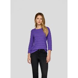 3/4-Arm-Shirt Rabe, Damen, Gr. 46, violett, Rippware, Obermaterial: 68% Viskose, 28% Polyester, 4% Elasthan, Strukturmuster, regular fit taillenbedeckt, Rundhals, Shirts, mit Struktur Muster