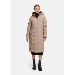 Winterjacke Marikoo "Lanitaa", Damen, Gr. 4XL, beige (taupegrau), Obermaterial: 100% Polyester; Futter: 100% Polyester; Wattierung: 100% Polyester; Ärmelfutter: 100% Polyester, Jacken, Steppmantel mit abnehmbarer Kapuze
