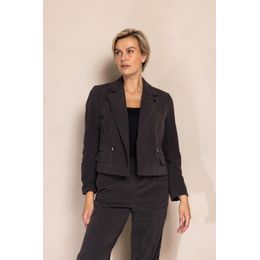 Kurzblazer Zhrill "Cord ZHJOJO", Damen, Gr. M, anthra, Cord, Obermaterial: 100% Polyester, unifarben, gerade taillenbedeckt, Blazer Kurzblazer, mit Reverskragen und 1-Knopf-Verschluss