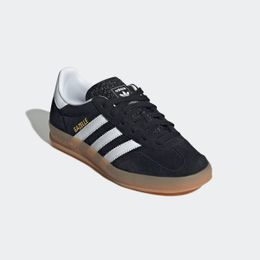 Sneaker adidas originals "GAZELLE INDOOR KIDS", Gr. 38, core schwarz, cloud weiß, gum 2, Leder, Synthetik, Schuhe