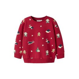 name it Swearshirt 'NMNRohom' Jungen Größe 122/128 hellbeige / marine / tanne / rot